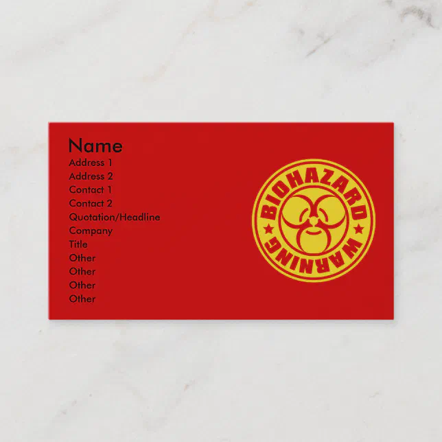 BIOHAZARD BUSINESS CARD | Zazzle