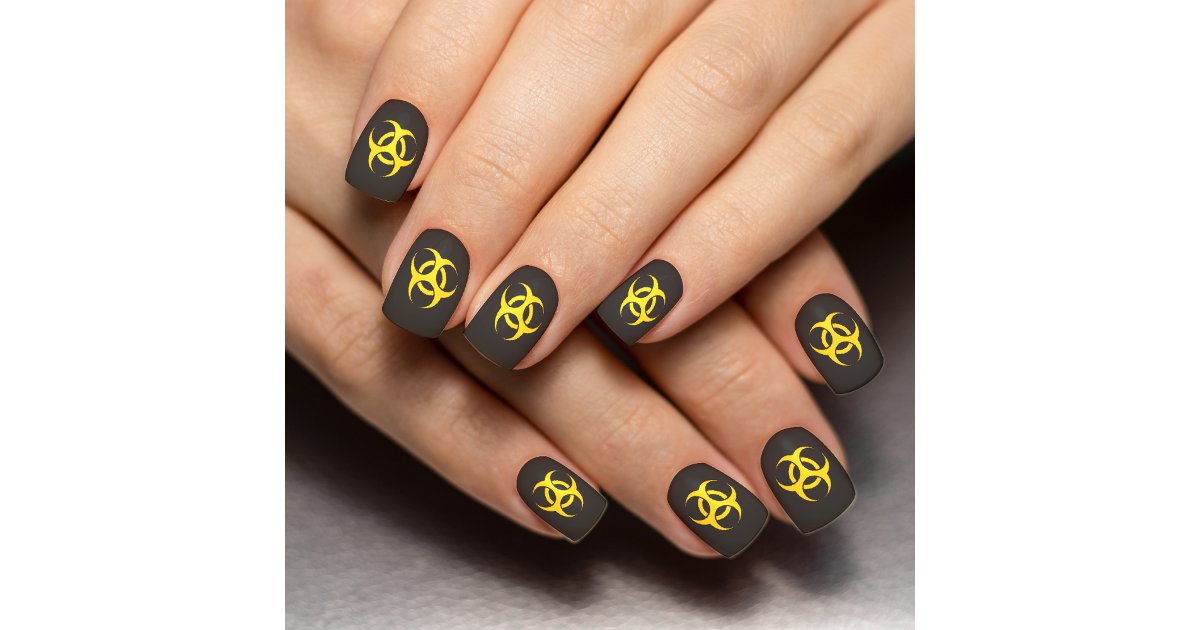 Biohazard Contaminated Area Caution Sign Black Minx Nail Art | Zazzle