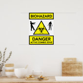 Biohazard Danger Active Zombie Zone poster | Zazzle