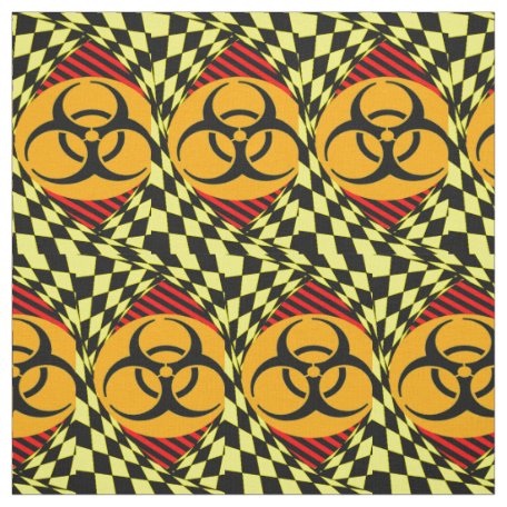 Red Biohazard Symbol Fabric | Zazzle