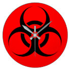 Awesome Grunge Biohazard Symbol and a skull Large Clock | Zazzle.com