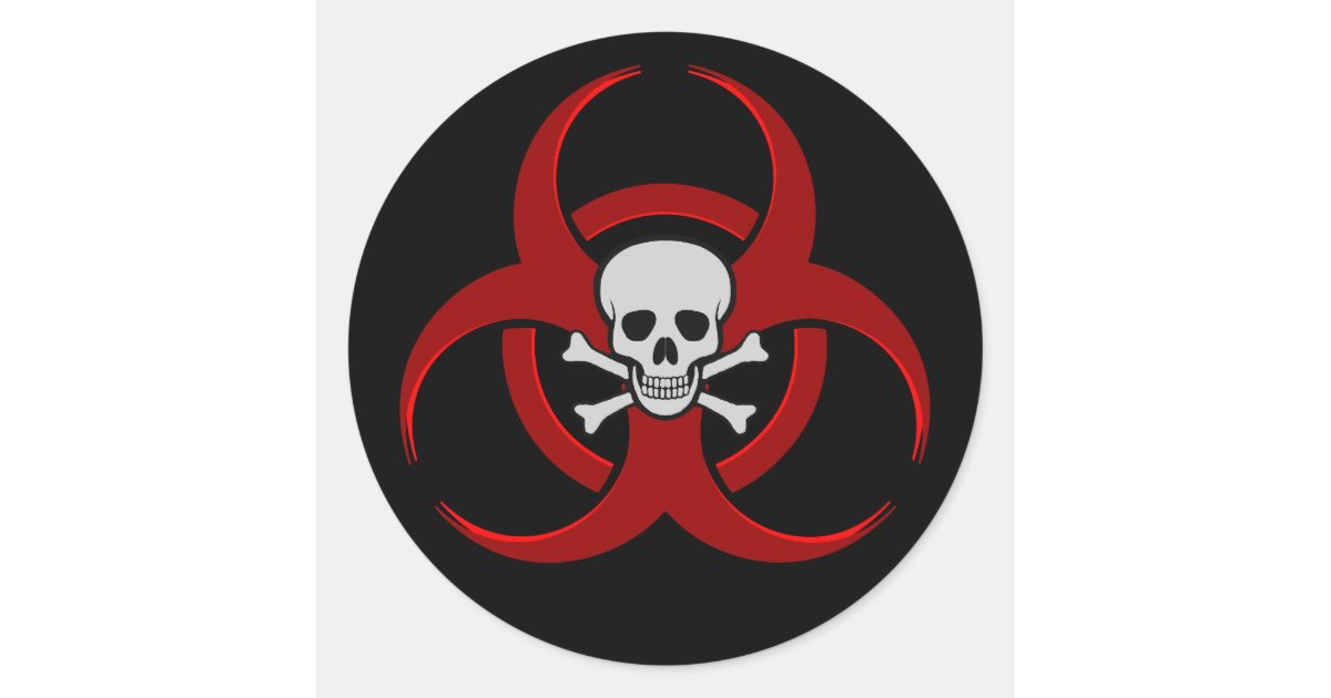Biohazard Skull Classic Round Sticker | Zazzle