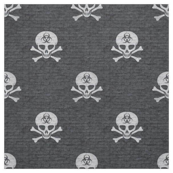 Biohazard Skull and Crossbones Fabric | Zazzle