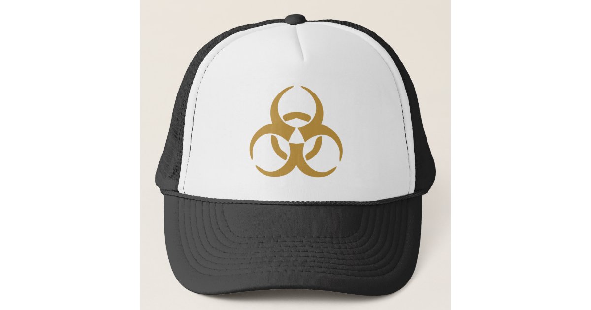 biohazard symbol gold trucker hat | Zazzle