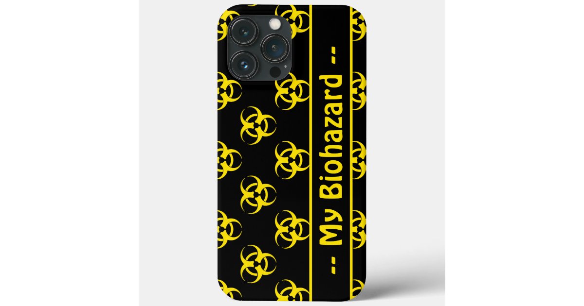 Biohazard Symbol Pattern Phone Case w/ Custom Text | Zazzle