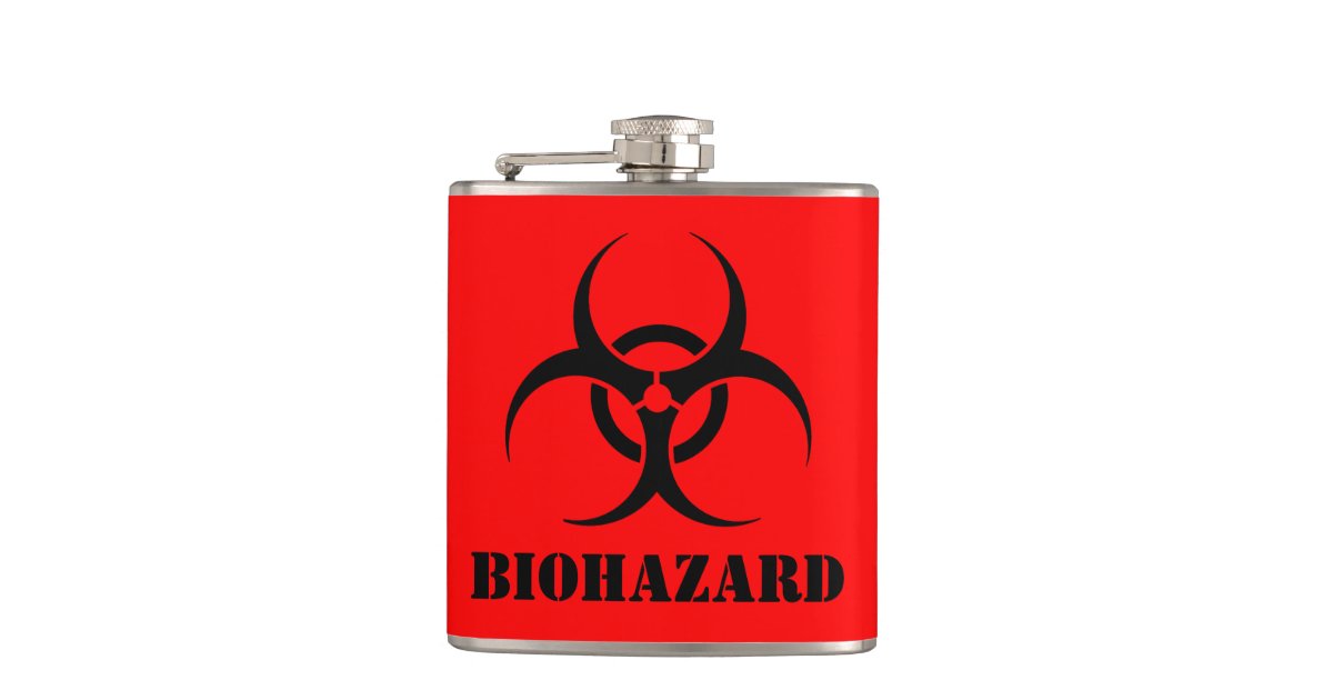 BIOHAZARD Symbol Warning Label Halloween Props Flask | Zazzle