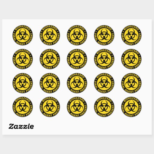 Biohazard Virus Warning Classic Round Sticker | Zazzle