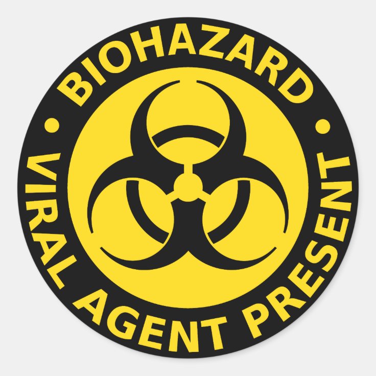 Biohazard Virus Warning Classic Round Sticker | Zazzle