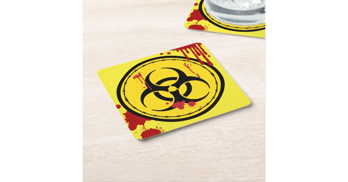 Biohazard Warning Symbol Bloody Paper Coaster | Zazzle