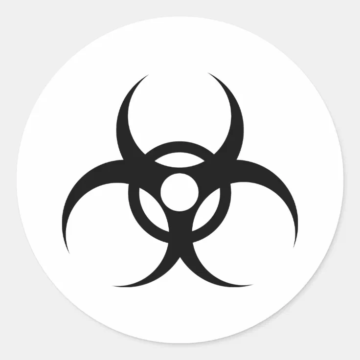 biohazard waste symbol classic round sticker | Zazzle