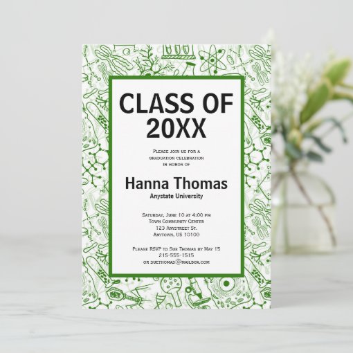 Biology Science Scientist Graduation Invitation | Zazzle