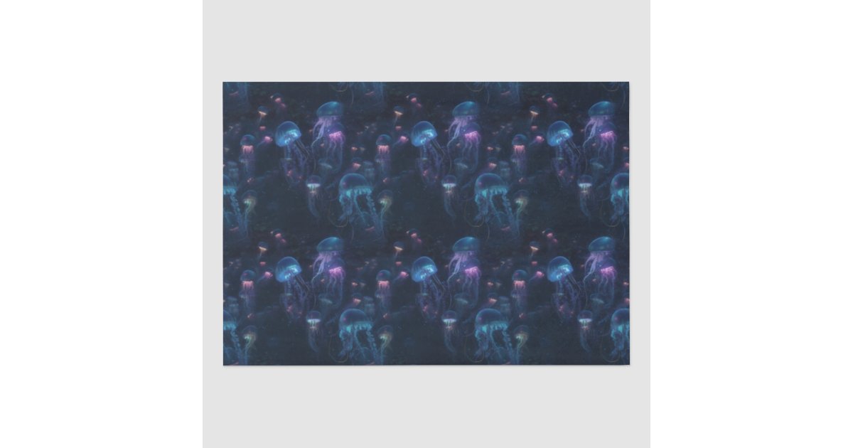 Bioluminescent Jellyfish Ocean Repeating Pattern Tissue Paper | Zazzle