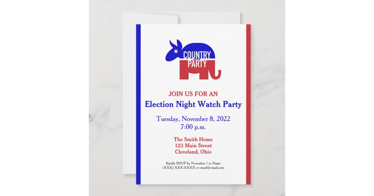 Bipartisan Election Night Watch Party Invitation | Zazzle