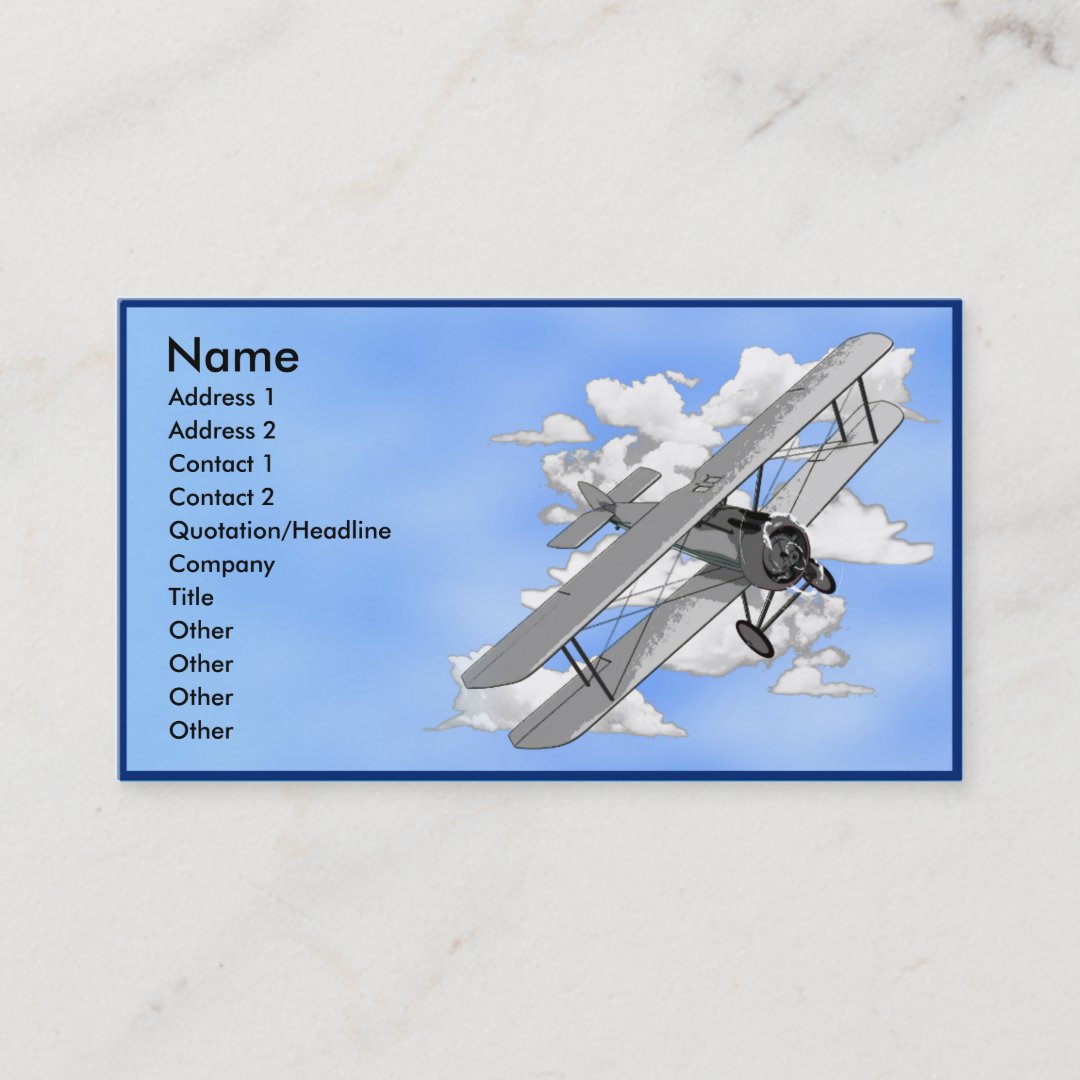Biplane Business Card Template | Zazzle