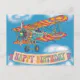 Biplane flying over happy birthday banner postcard | Zazzle