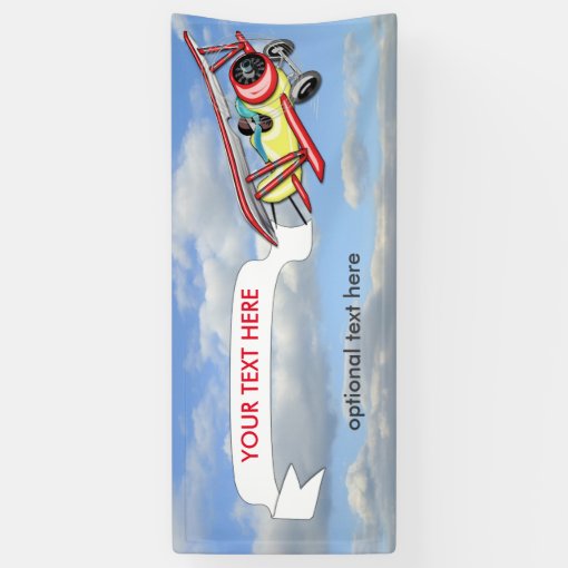 Biplane Towing Banner in Blue Sky Clouds 2.5 x 6 | Zazzle