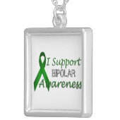 Bipolar Awareness Green Ribbon Sterling Necklace | Zazzle
