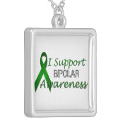 Bipolar Awareness Green Ribbon Sterling Necklace | Zazzle