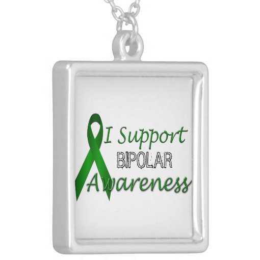 Bipolar Awareness Green Ribbon Sterling Necklace | Zazzle