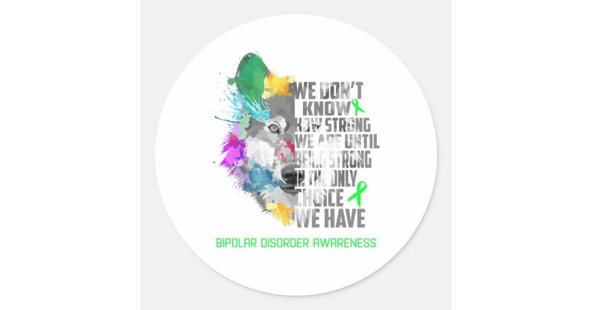 Bipolar Disorder Awareness Ribbon Support Gifts Classic Round Sticker ...