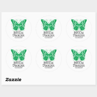 Bipolar Disorder Butterfly Classic Round Sticker | Zazzle
