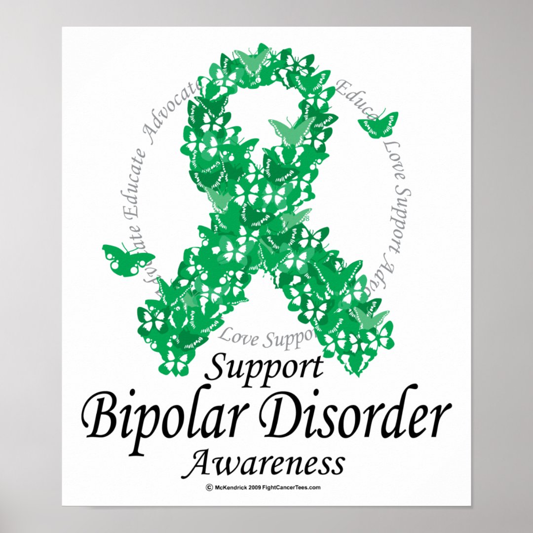 Bipolar Disorder Ribbon of Butterflies Poster | Zazzle