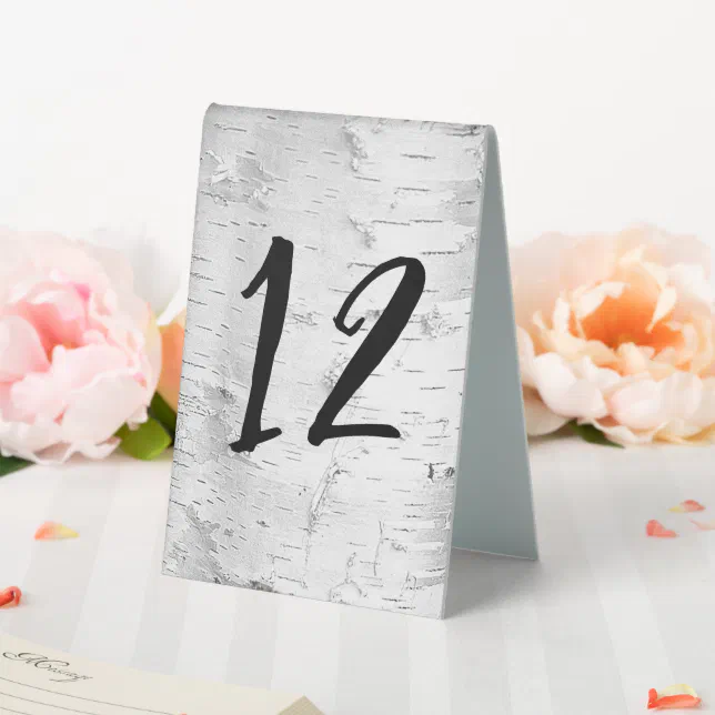 Birch Bark Double Sided Standing Table Number Sign | Zazzle