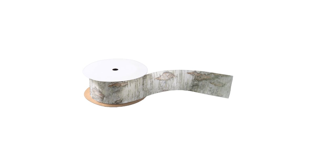 Birch Bark Rustic Satin Ribbon | Zazzle