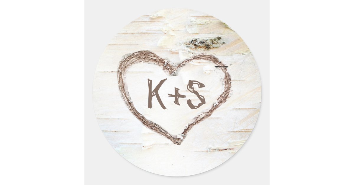 Birch Bark Rustic Tree Wedding Classic Round Sticker | Zazzle