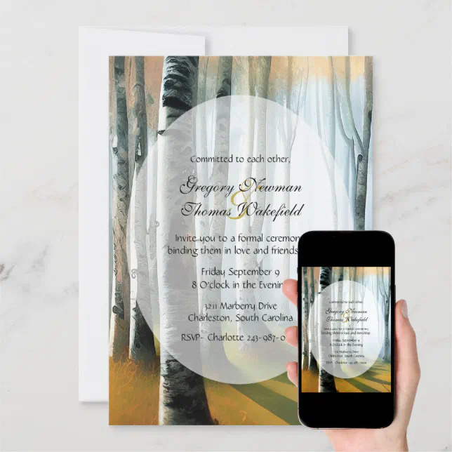 Birch Forest Commitment Ceremony Invitation | Zazzle