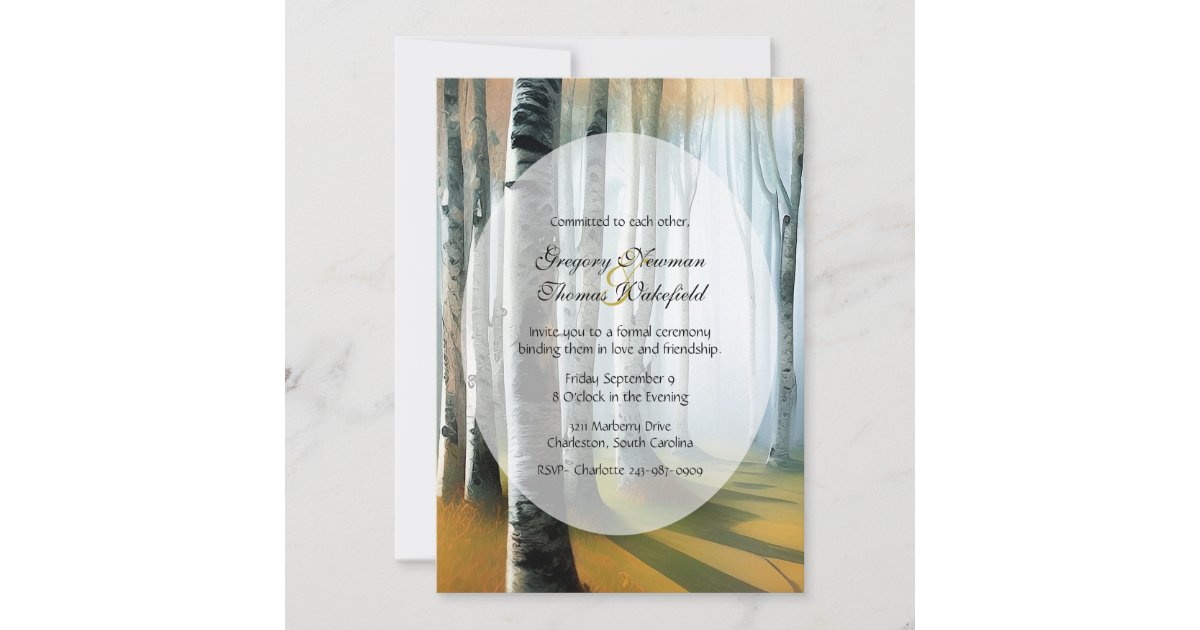 Birch Forest Commitment Ceremony Invitation | Zazzle