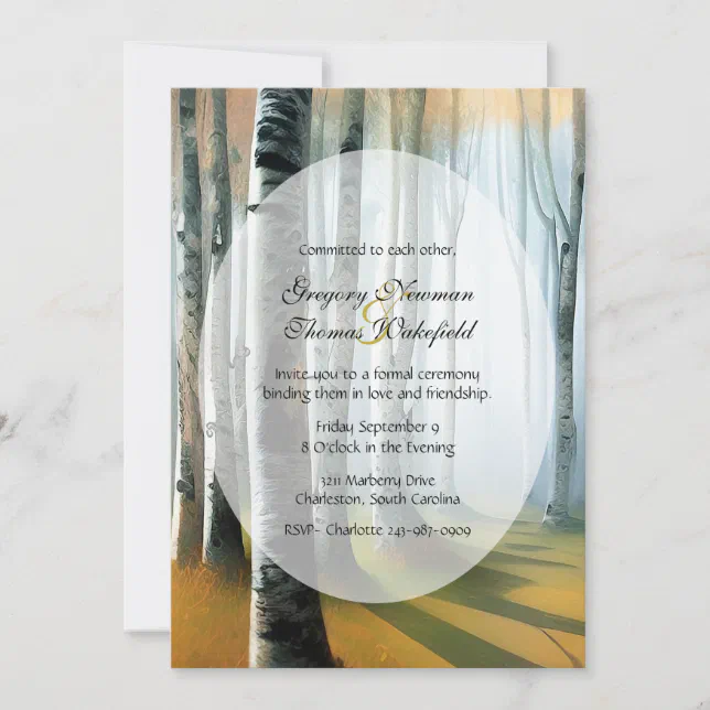 Birch Forest Commitment Ceremony Invitation | Zazzle