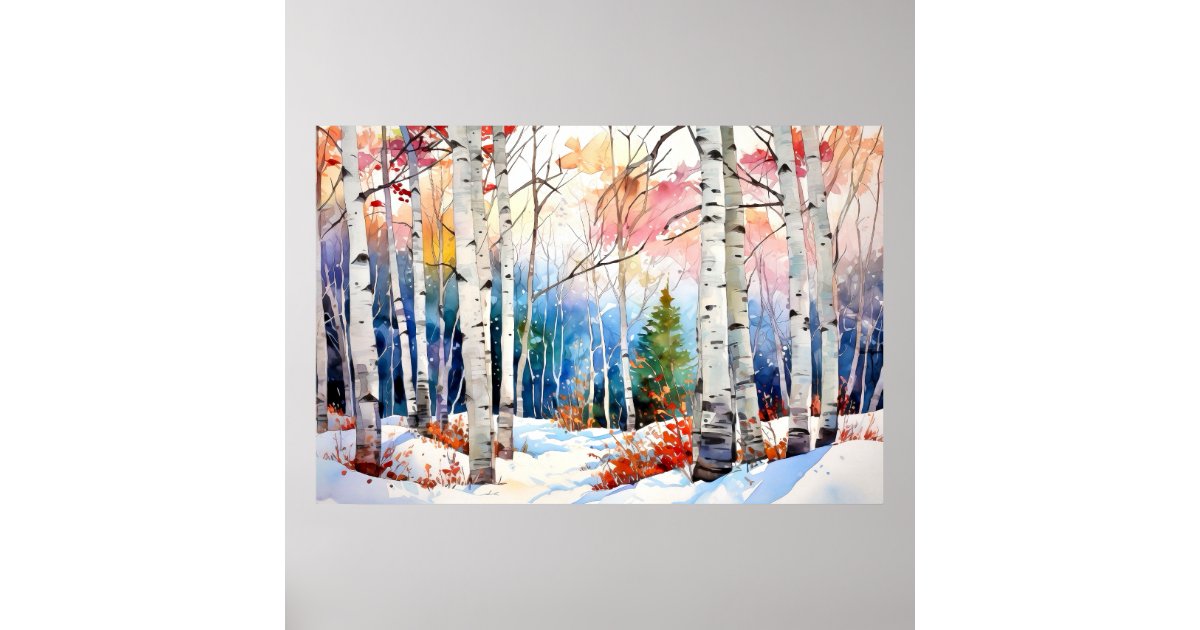 Birch Forest Landscape Poster | Zazzle