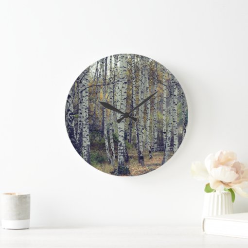 Birch Forrest Autumn Photo Round Wall Clock | Zazzle