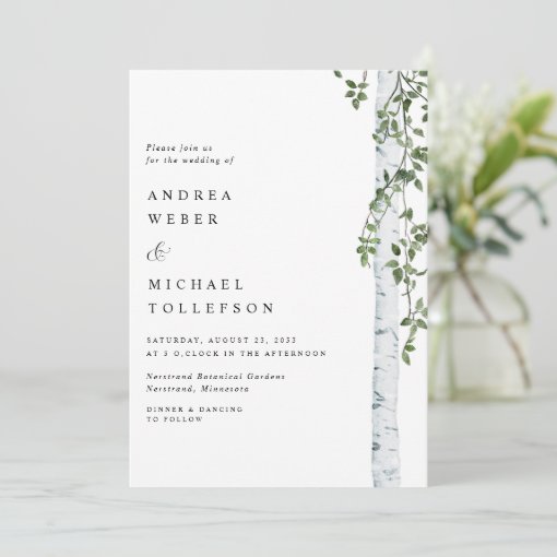 Birch Tree Aspen Greenery Wedding Invitation | Zazzle