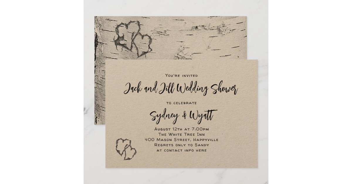 Birch Tree Bark Wedding Shower Invitations | Zazzle