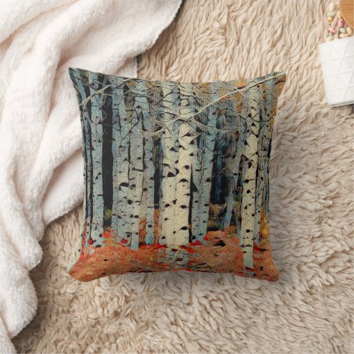 Birch Tree Forest 1 Throw Pillow | Zazzle