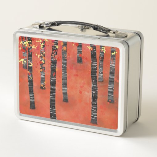Birch Tree Forest Landscape Metal Lunch Box | Zazzle