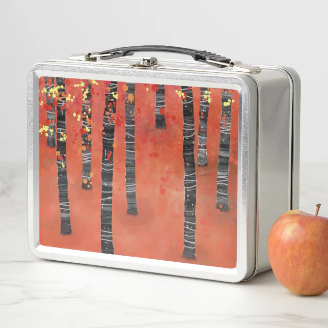Birch Tree Forest Landscape Metal Lunch Box | Zazzle