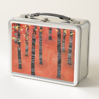 Birch Tree Forest Landscape Metal Lunch Box | Zazzle