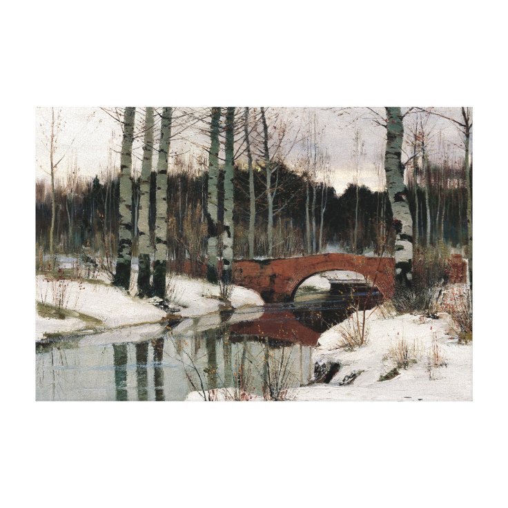 Birch tree forest winter scene canvas painting | Zazzle