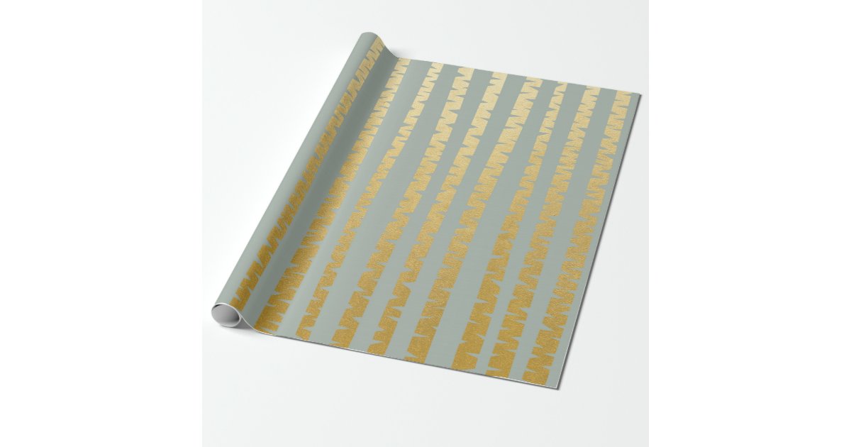 Birch-Tree Golden Gray Blue Vip Stripes Wrapping Paper | Zazzle
