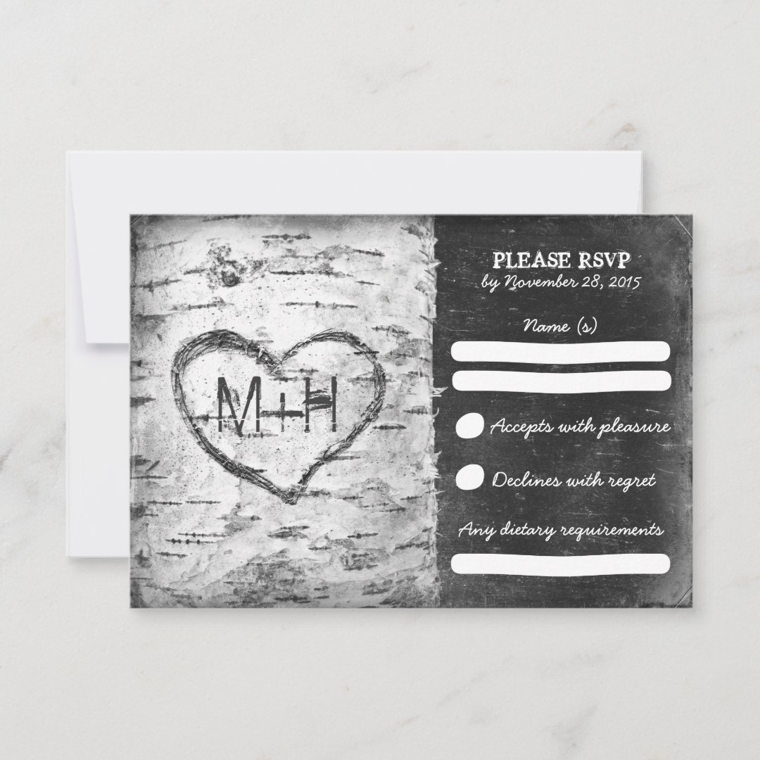 Birch tree rustic wedding RSVP cards | Zazzle