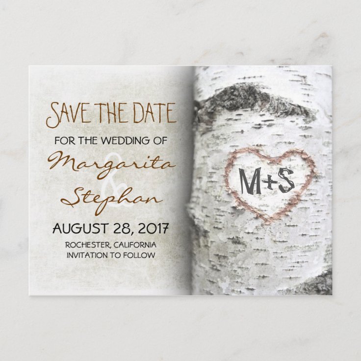 birch tree save the date postcards | Zazzle