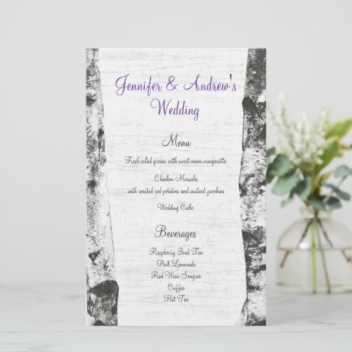 Birch Tree Wedding Menu | Zazzle