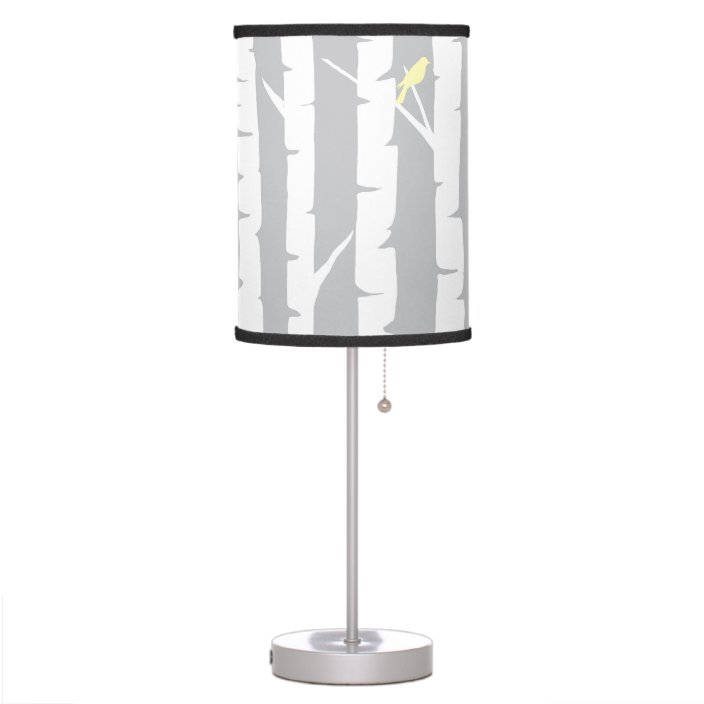 Birch Trees and Yellow Birds Table Lamp | Zazzle.com