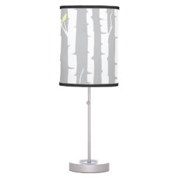 Birch Trees and Yellow Birds Table Lamp | Zazzle
