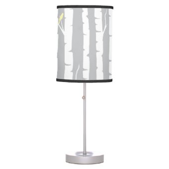 Birch Trees and Yellow Birds Table Lamp | Zazzle