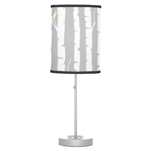 Birch Trees and Yellow Birds Table Lamp | Zazzle
