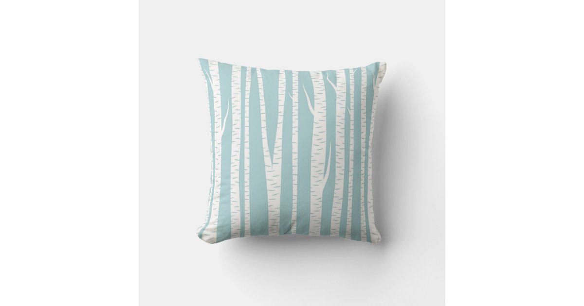 Birch Trees Blue Throw Pillow | Zazzle
